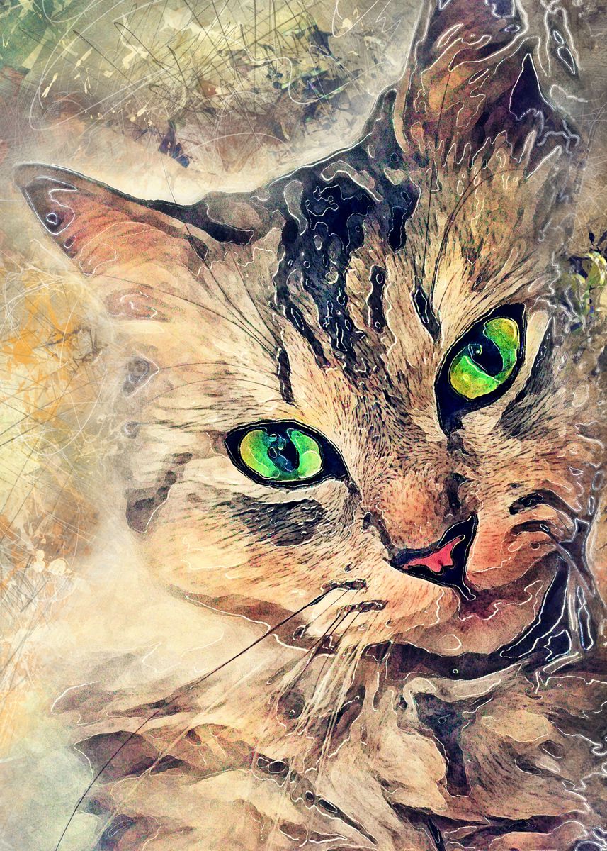 'Cat Pixie' Poster, picture, metal print, paint by JBJart Justyna ...
