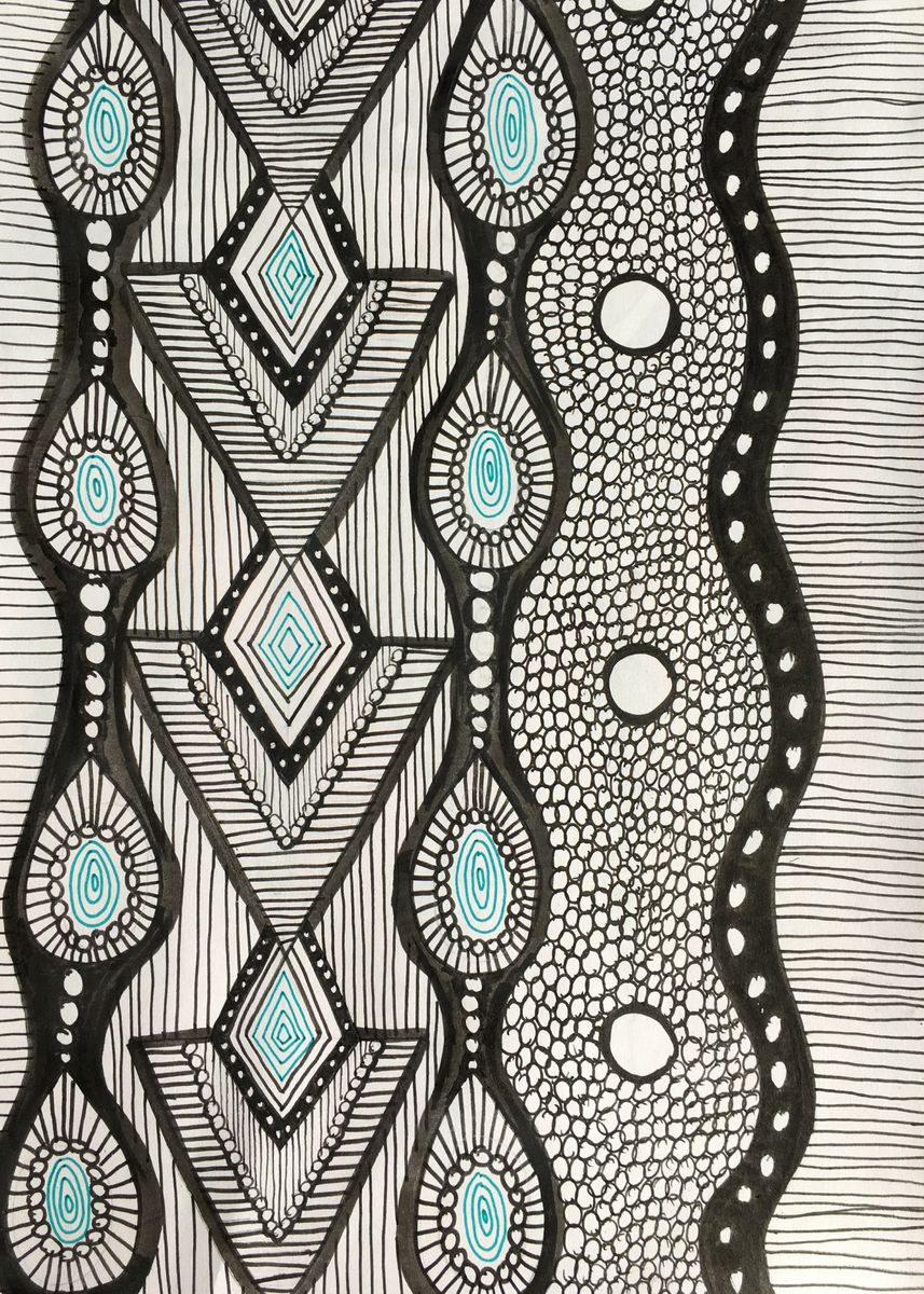 'Geometric ZenDoodle- Ink on paper' Poster, picture, metal print, paint ...