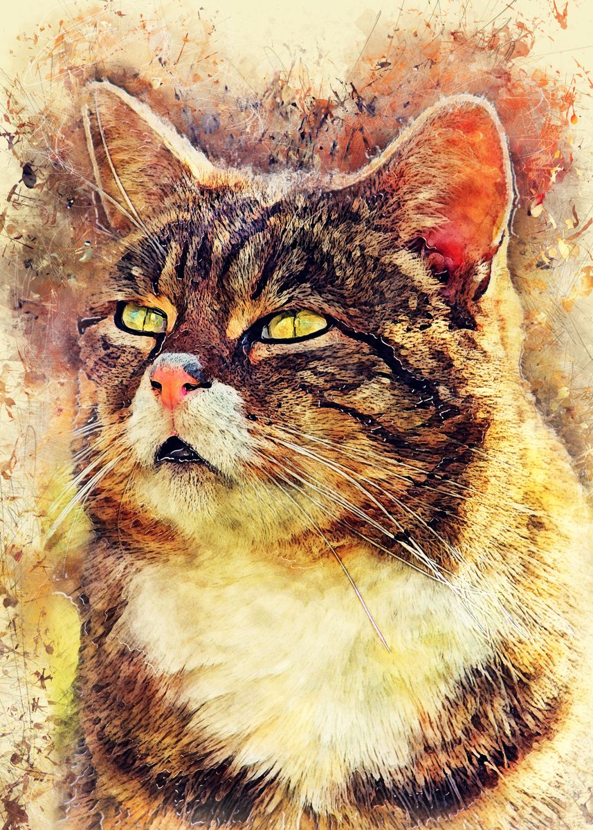 'Cat Toshi' Poster, picture, metal print, paint by JBJart Justyna ...