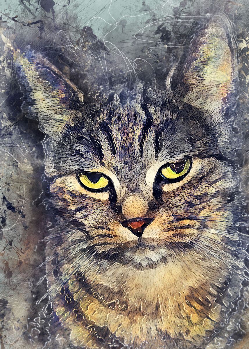 'Cat Alex' Poster, picture, metal print, paint by JBJart Justyna Jaszke ...