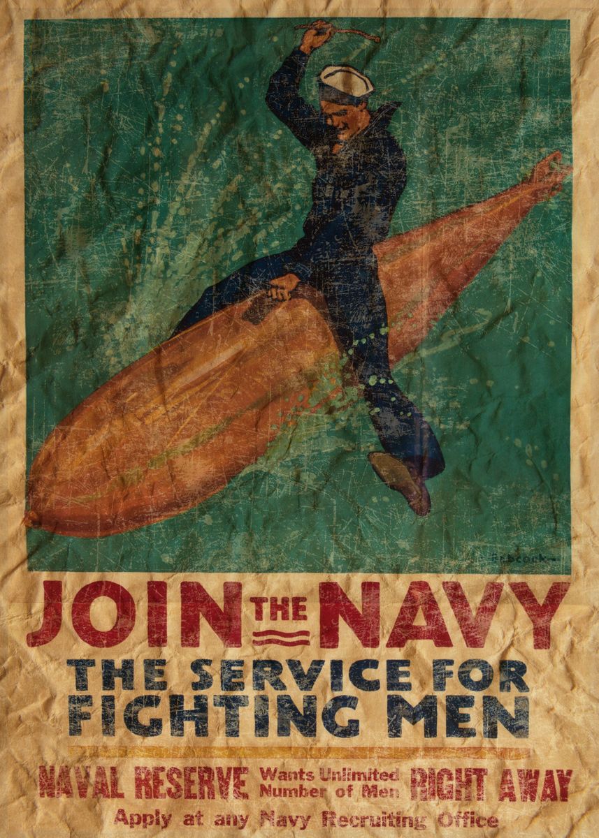 'join the navy poster' Poster, picture, metal print, paint by Kayla Ren ...