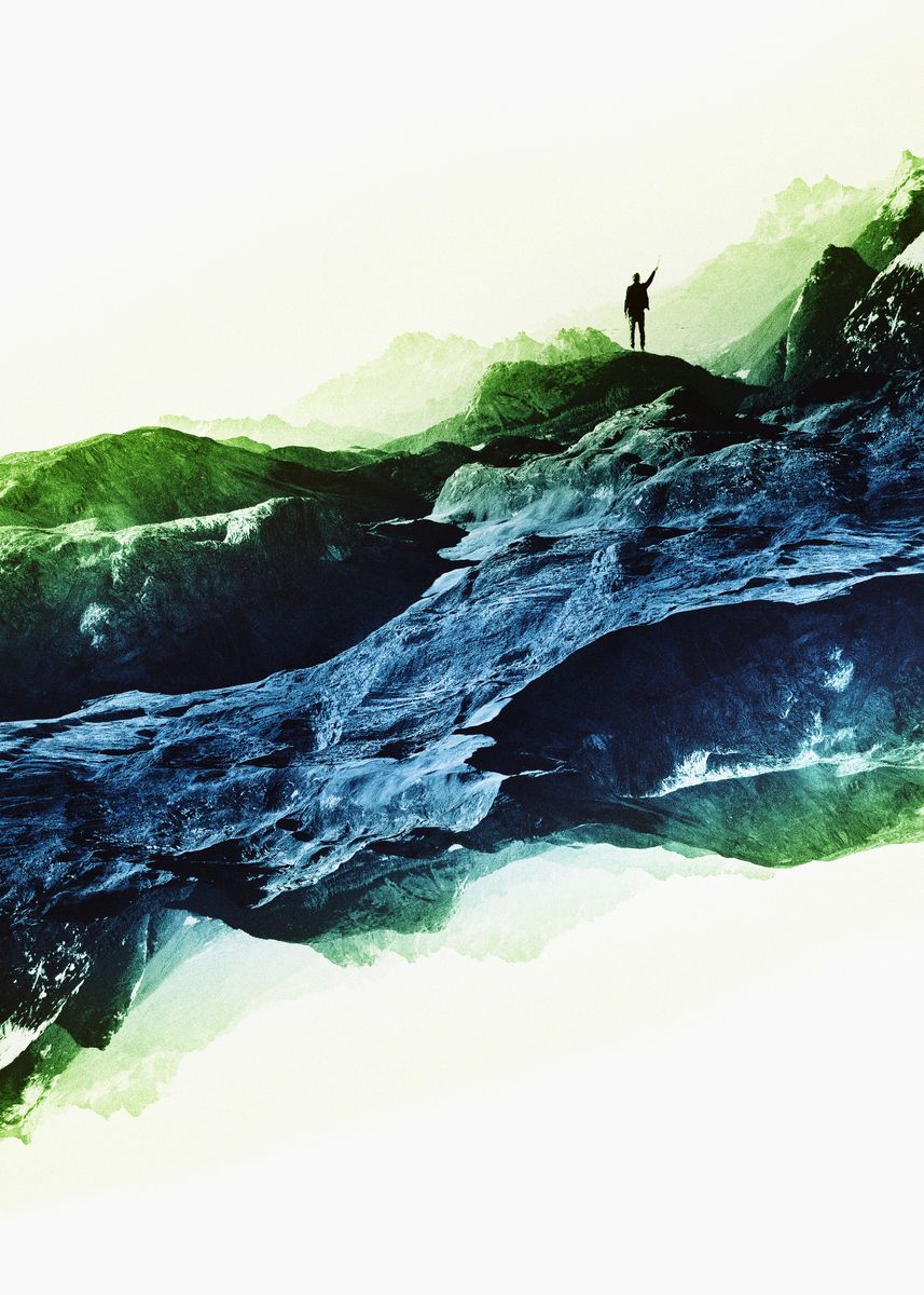 'A man making contact with ' Poster, picture, metal print, paint by ...