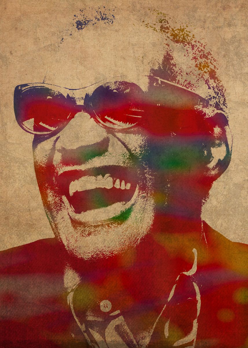 'Ray Charles Watercolor Portrait' Poster, picture, metal print, paint ...