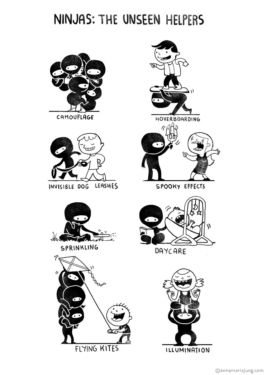 'Ninjas: The Unseen Helpers' Poster by Anna Maria Jung | Displate