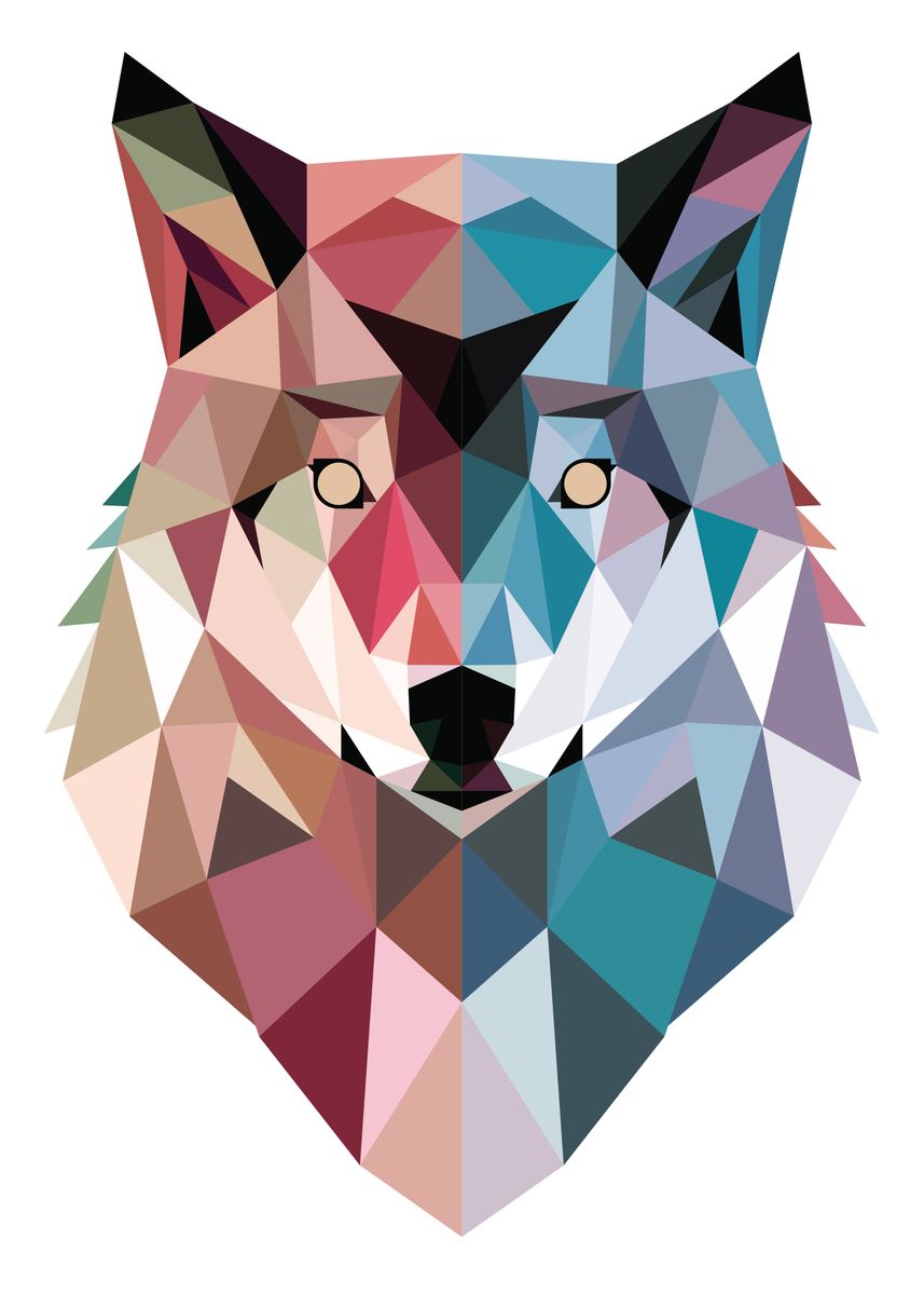 'GeoWolf' Poster, picture, metal print, paint by DinoMike Design | Displate