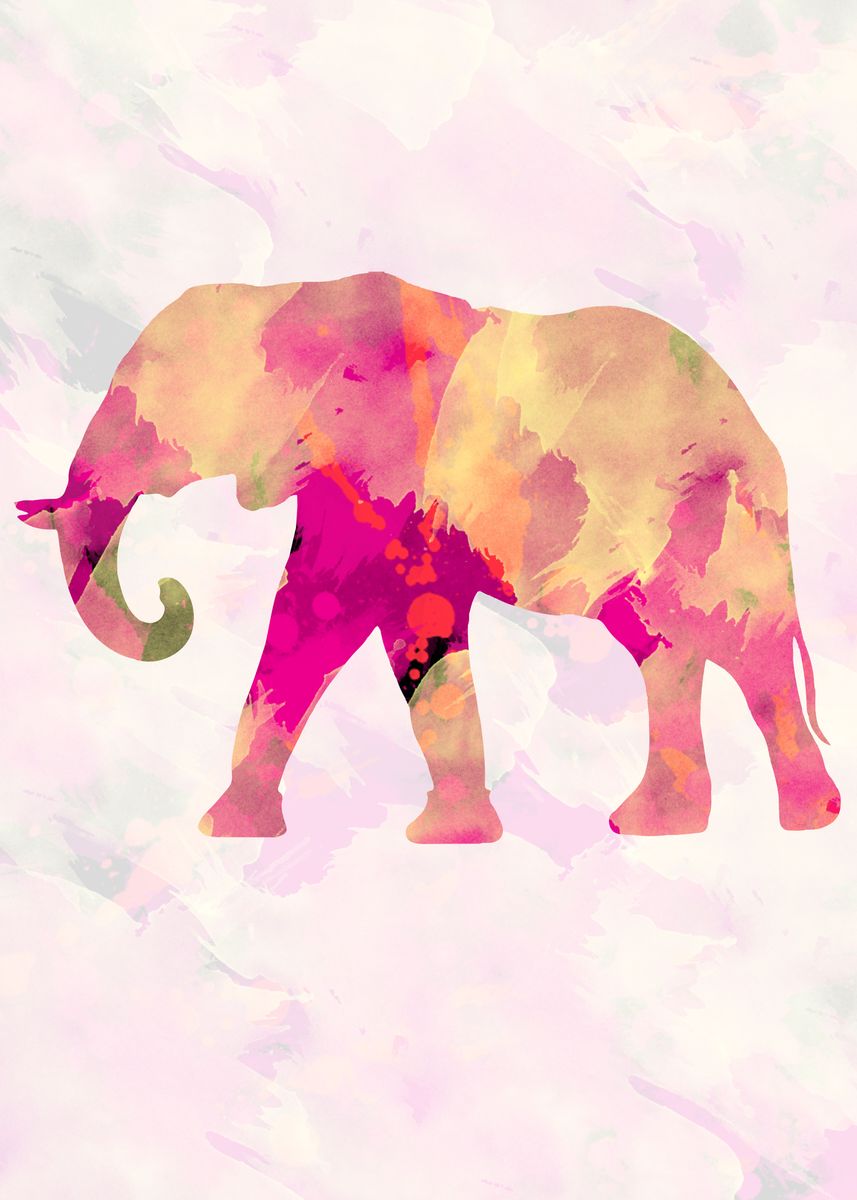 'Abstract Elephant ' Poster, picture, metal print, paint by Amir Faysal ...