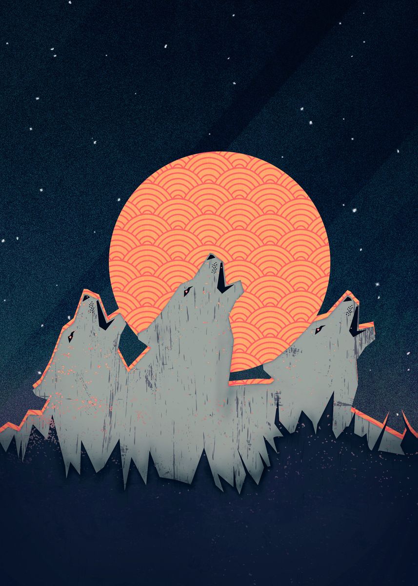 'Howling Moon | Digital Art, 2016' Poster, picture, metal print, paint ...
