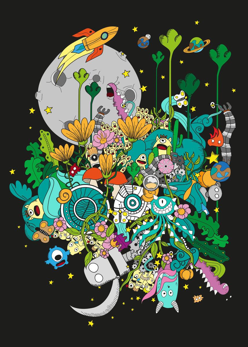 'Creatures' Poster, picture, metal print, paint by Noel delMar | Displate