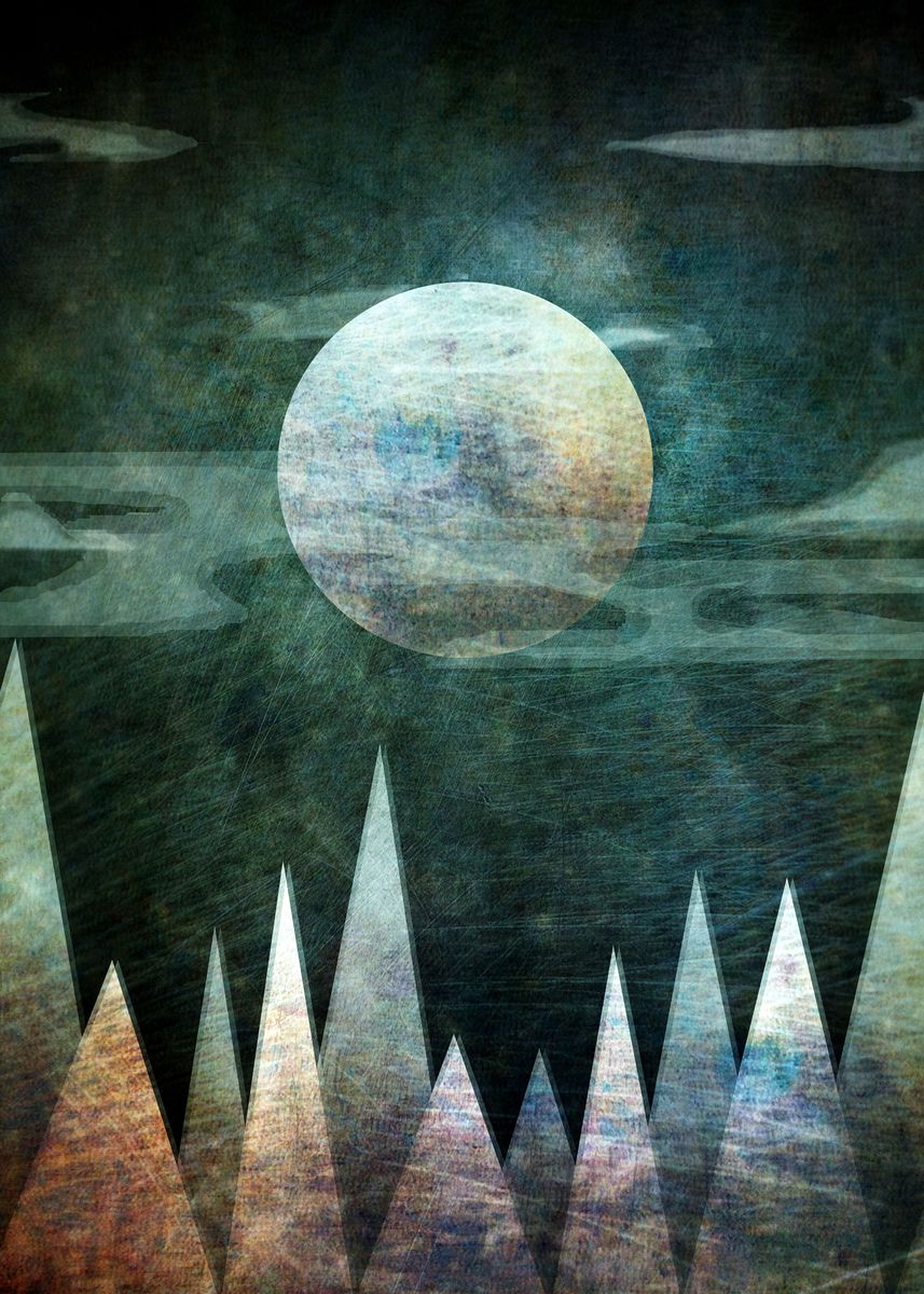 'Mystery Moon' Poster, picture, metal print, paint by Aurora Art | Displate