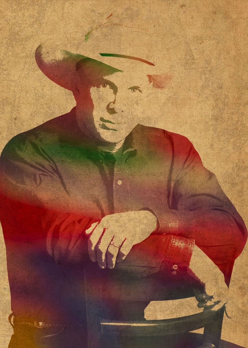 'Garth Brooks Watercolor Portrait.' Poster, picture, metal print, paint ...