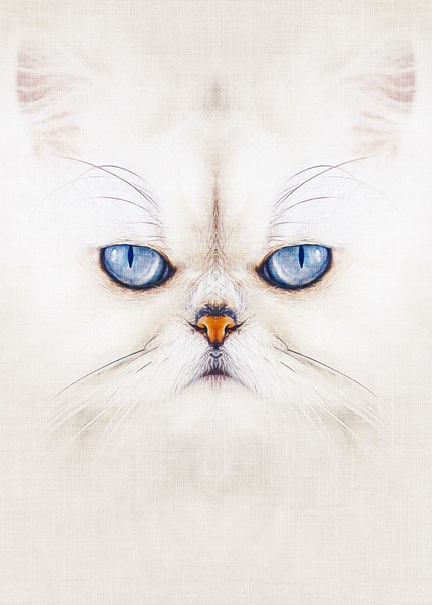 'Cat #2' Poster, picture, metal print, paint by Leandro Jorge | Displate