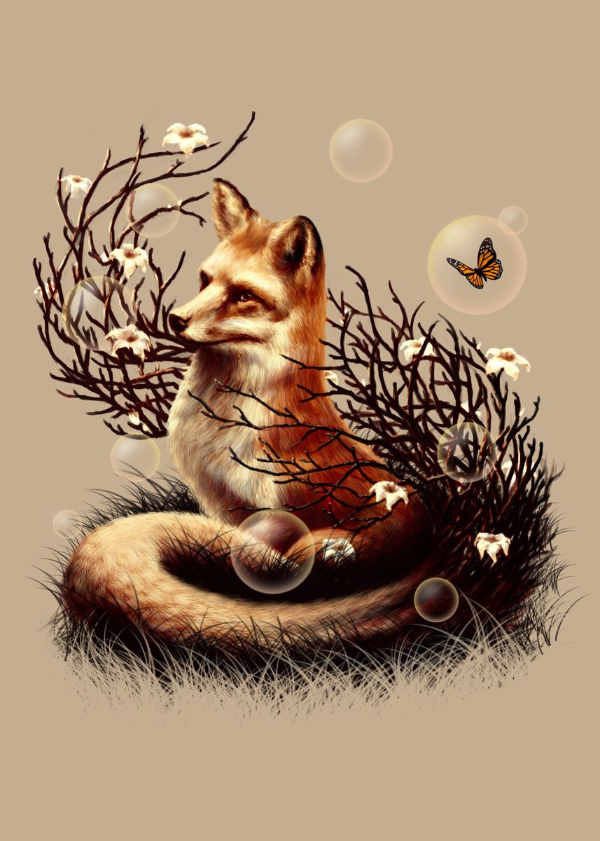 'The Fox Tale' Poster, picture, metal print, paint by Angrymonk | Displate