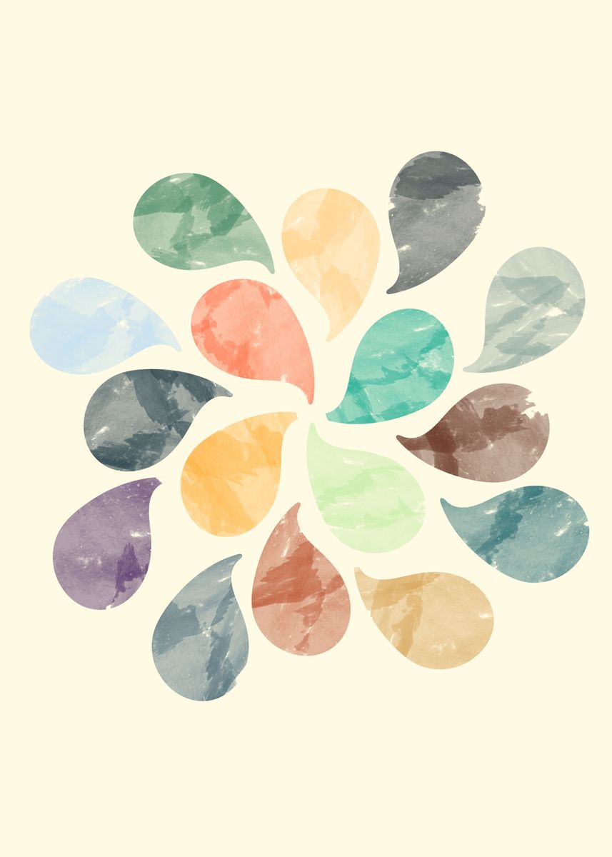 'Colorful Water Drops (Watercolor version)' Poster, picture, metal ...
