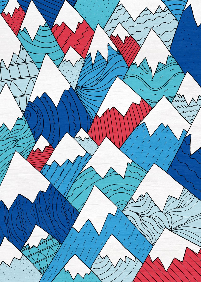 'Blue Mount Pattern' Poster, picture, metal print, paint by Steve Wade ...