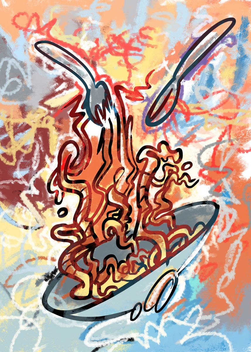 'Pastah!' Poster, picture, metal print, paint by James Weinreb | Displate