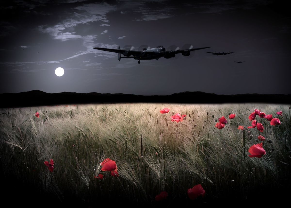 'A trio of Royal Air Force Avro Lancaster Bombers lit by ... ' Poster ...