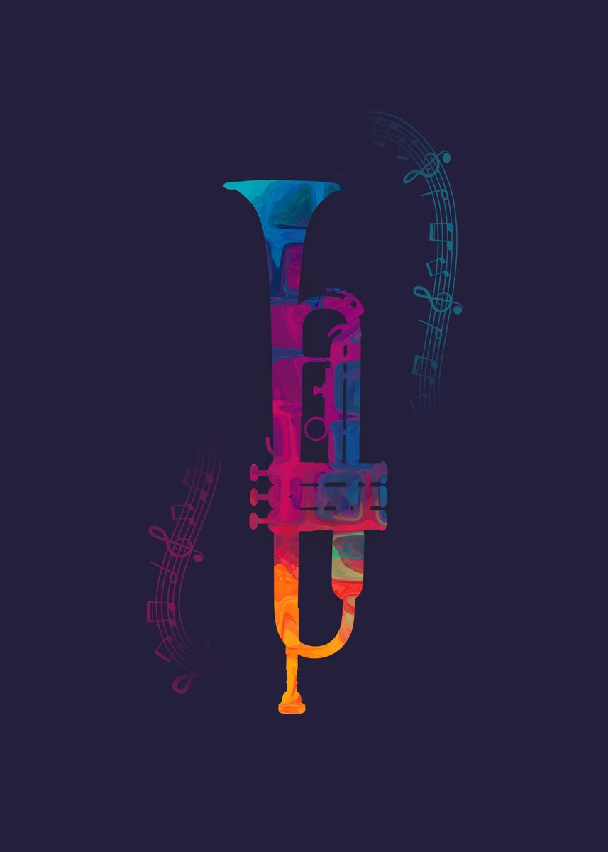 'Trumpet Color' Poster, picture, metal print, paint by Leandro Jorge ...