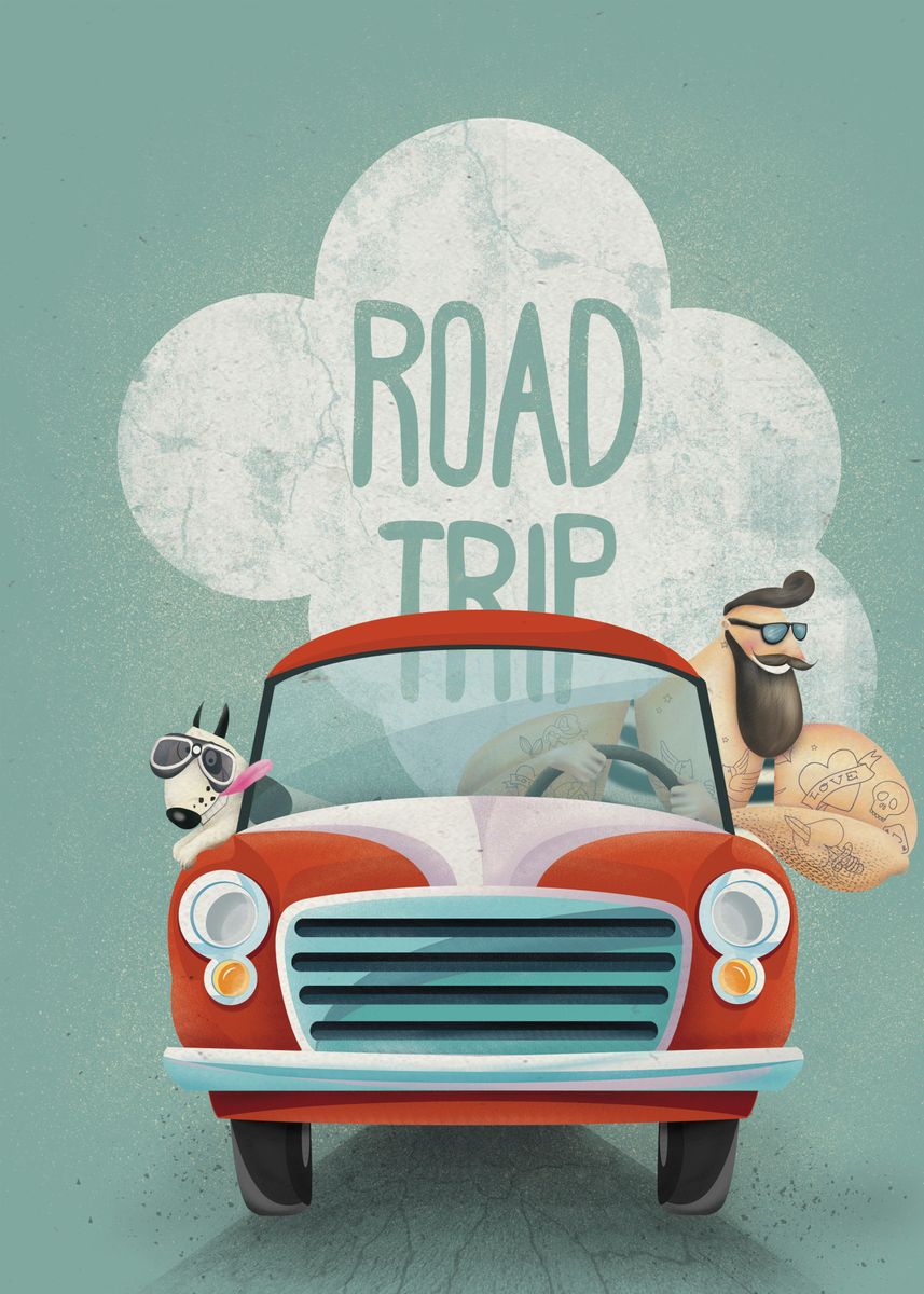 'Road trip' Poster, picture, metal print, paint by Katarzyna Wronowska ...
