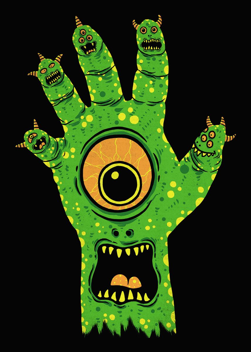 'Finger Monsters' Poster, picture, metal print, paint by Erik Sandi ...