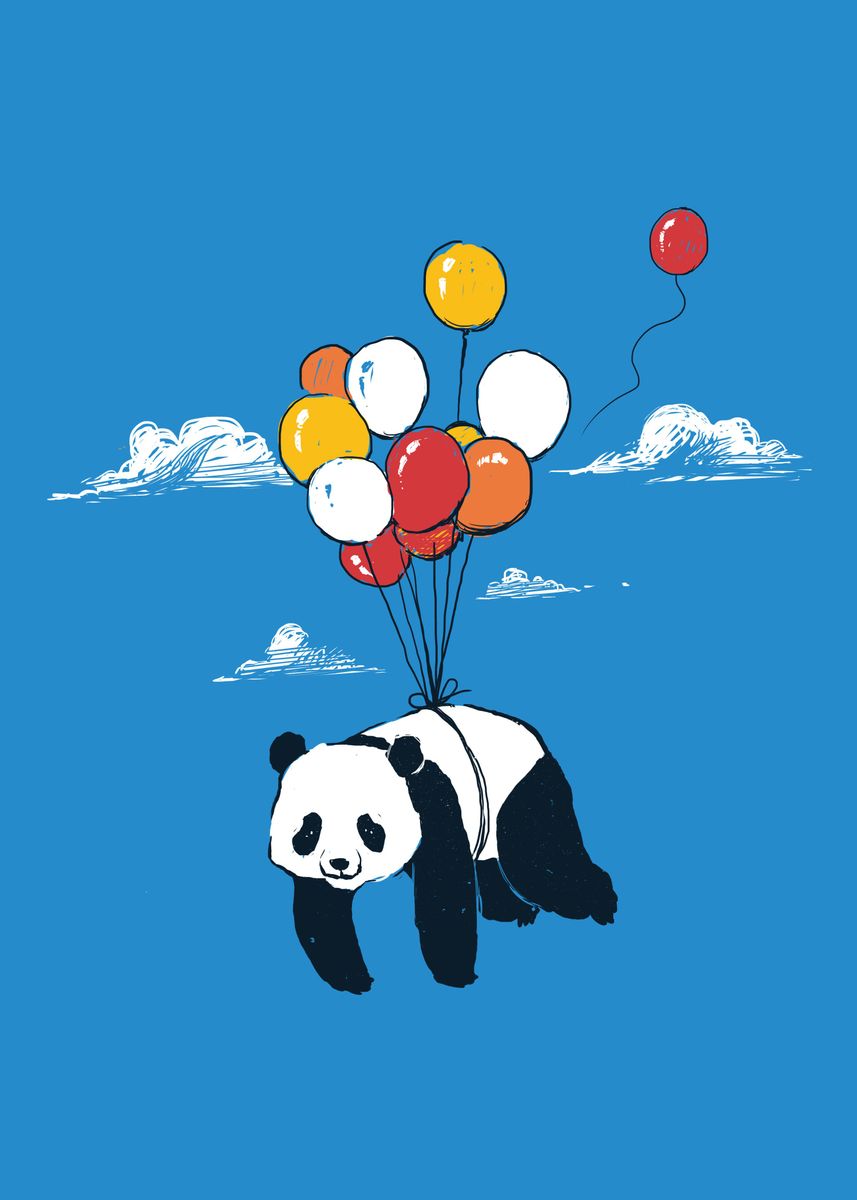 'Flying Panda' Poster, picture, metal print, paint by Erik Sandi ...