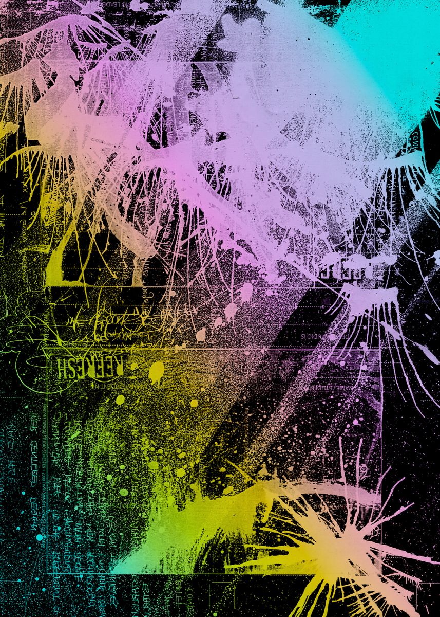 'negative rainbow exposure of a layered grunge artwork. ... ' Poster ...