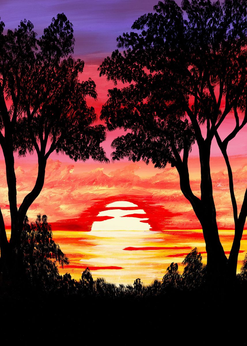 'This sunset painting titled 'Nature's Gift' was created ... ' Poster ...