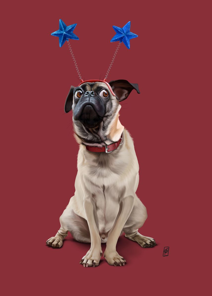 'A Pug's life (colour)' Poster, picture, metal print, paint by rob art ...