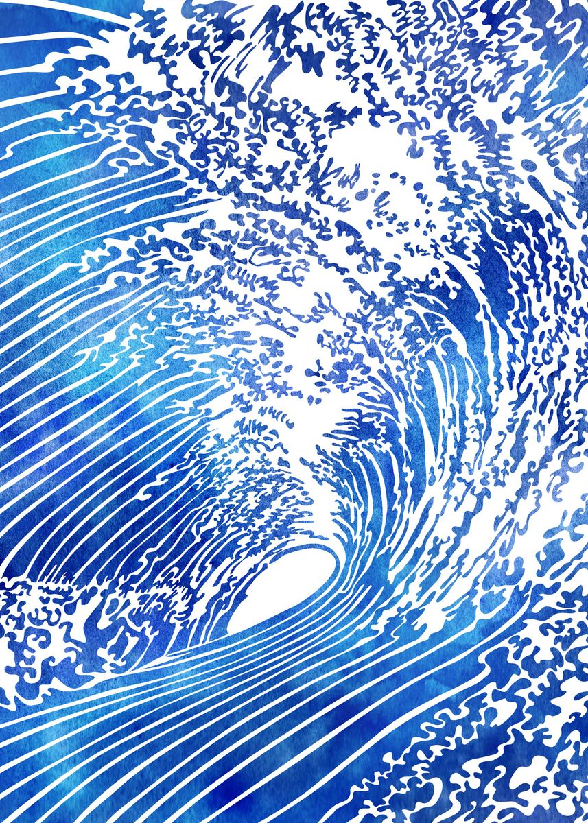 'Blue Wave II — Illustration by Stevyn Llewellyn' Poster, picture ...