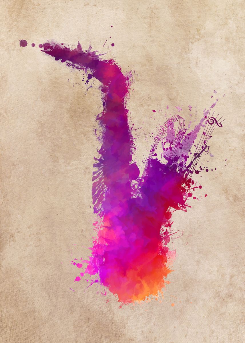 'Saxophone ' Poster, picture, metal print, paint by JBJart Justyna ...