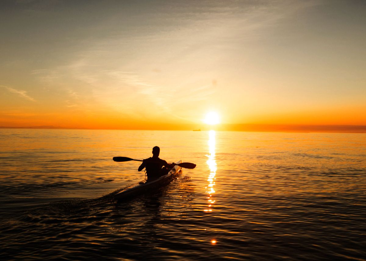 'Rowing over the ocean at sunset' Poster by Silas Wittrock | Displate