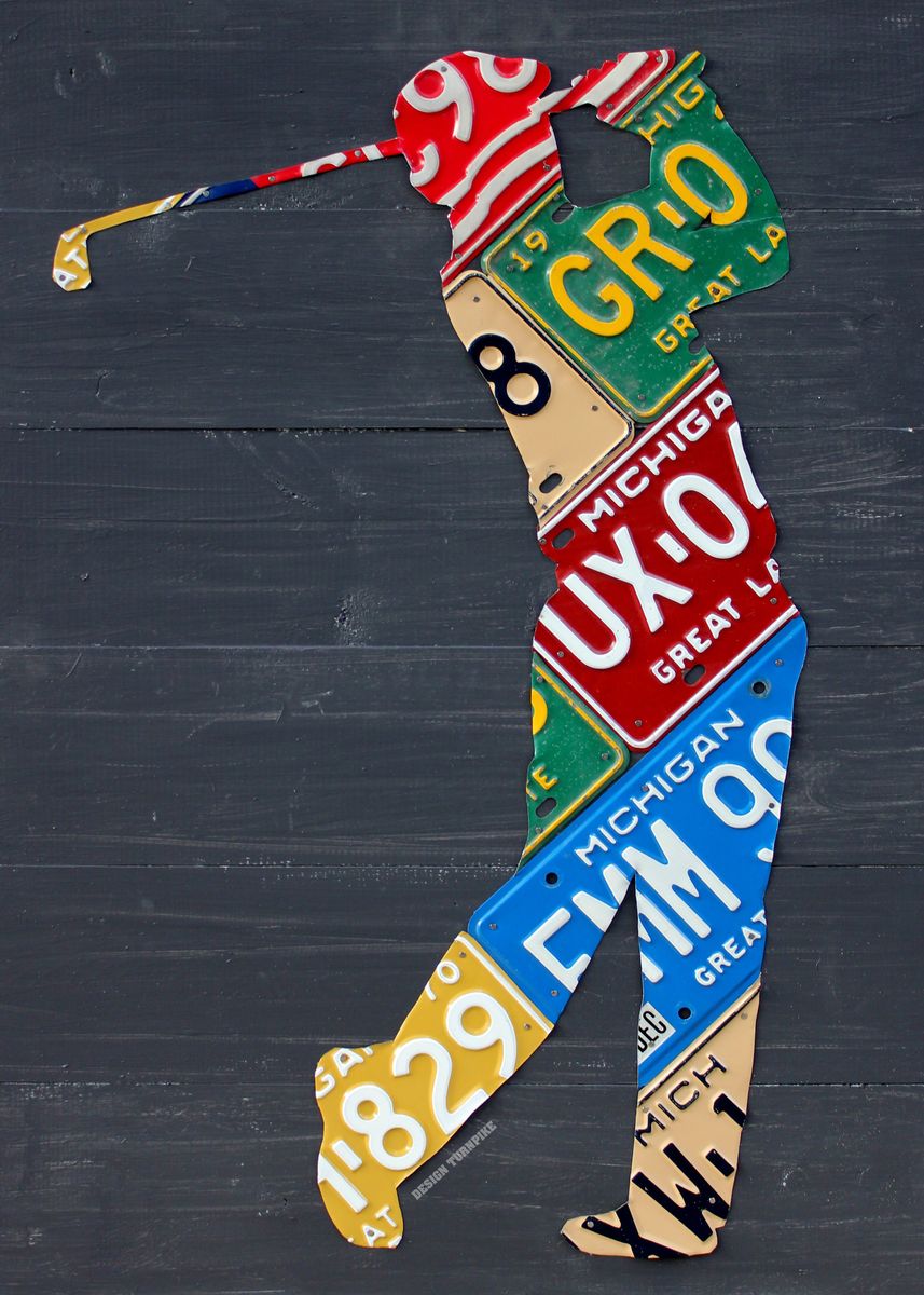 'Golfer License Plate Art' Poster, picture, metal print, paint by ...