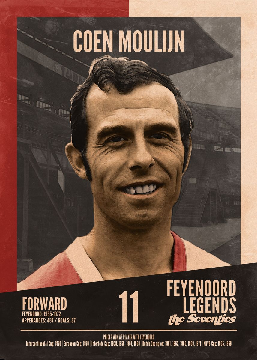 'Feyenoord Legends 70s' Poster, picture, metal print, paint by Return ...