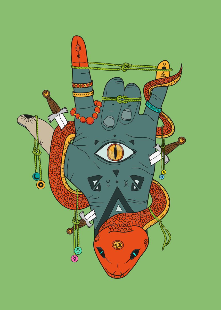 'Evil Hand' Poster, picture, metal print, paint by Noel delMar | Displate