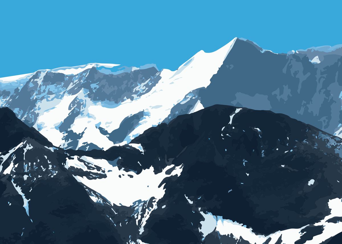 'swiss mountains vector style' Poster by Matthias Hennig | Displate