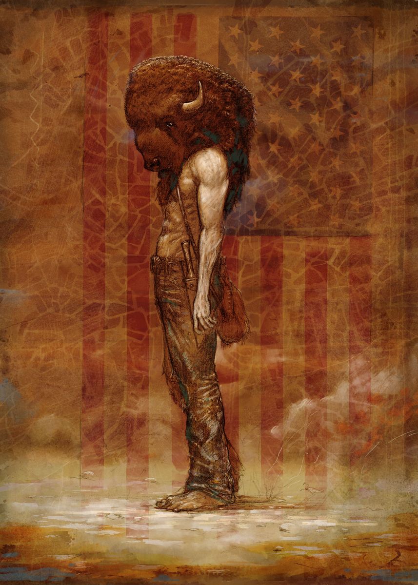 'Buffalo man' Poster, picture, metal print, paint by Nicolas Jamme ...