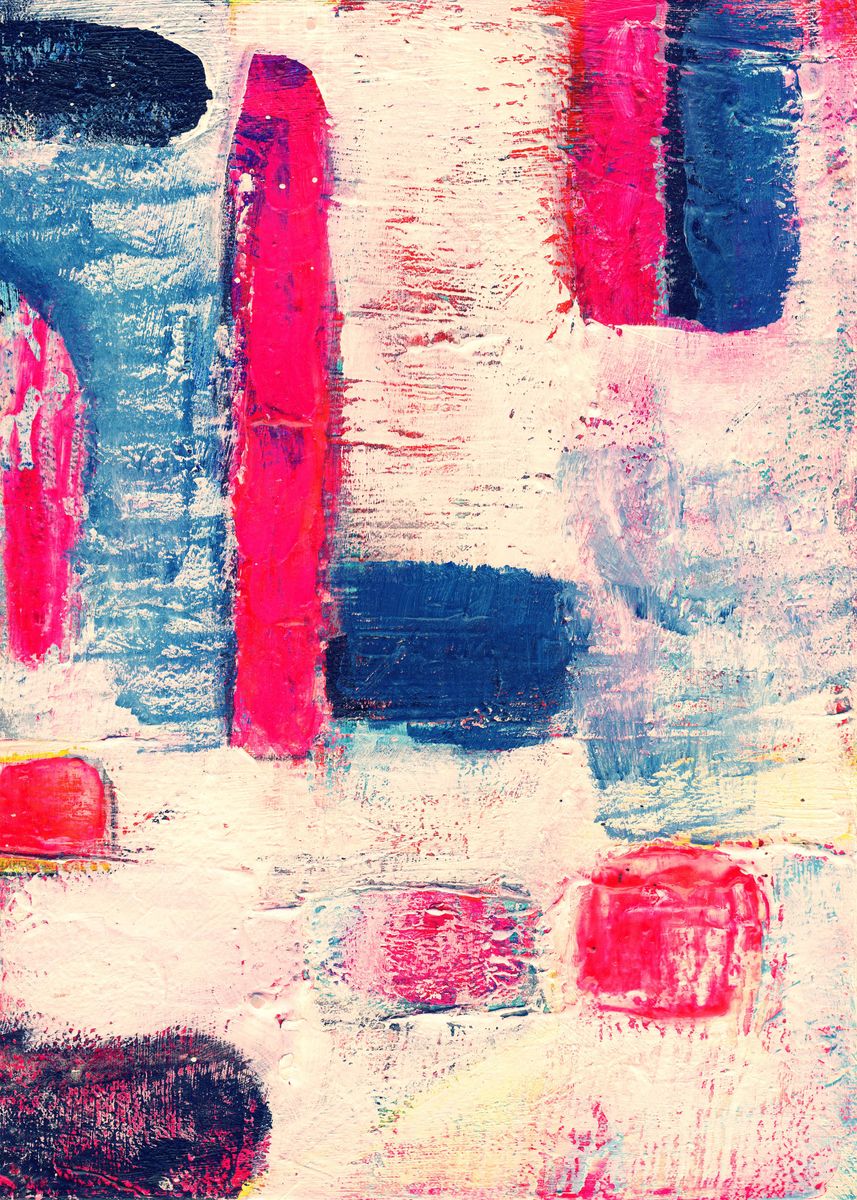 'Abstract in pink and blue' Poster, picture, metal print, paint by ...