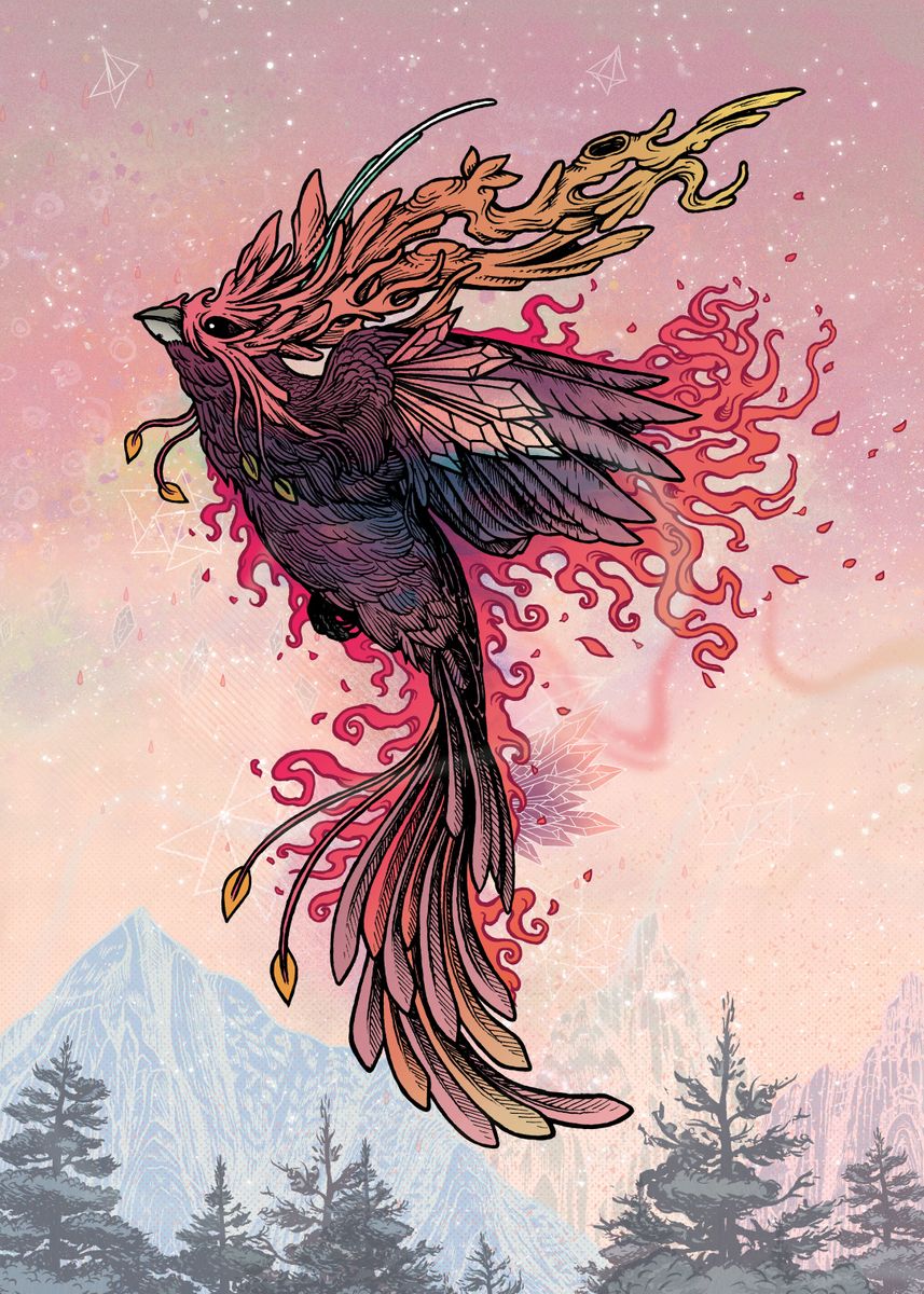 'Phoenix' Poster, picture, metal print, paint by Mat Miller | Displate