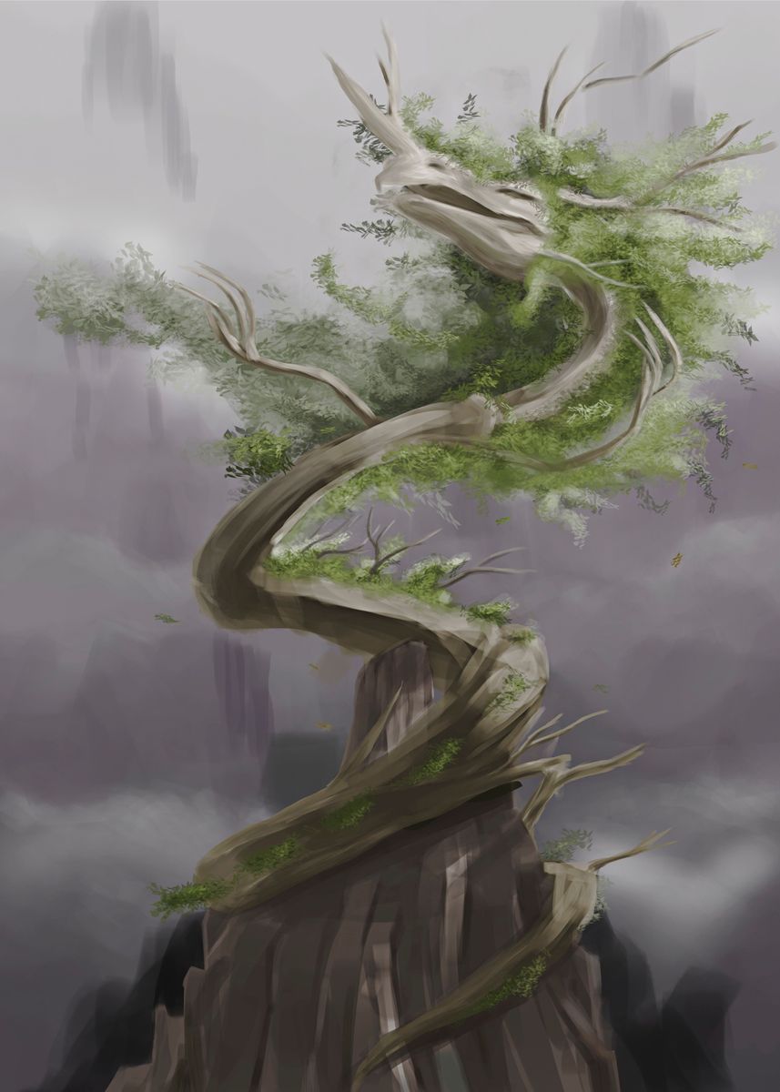 'Asian Tree Dragon.' Poster, picture, metal print, paint by Tien Wen Wu ...