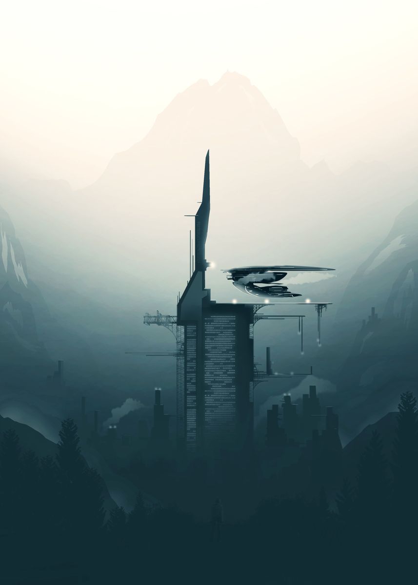 'landscape design syfy' Poster, picture, metal print, paint by Yann ...