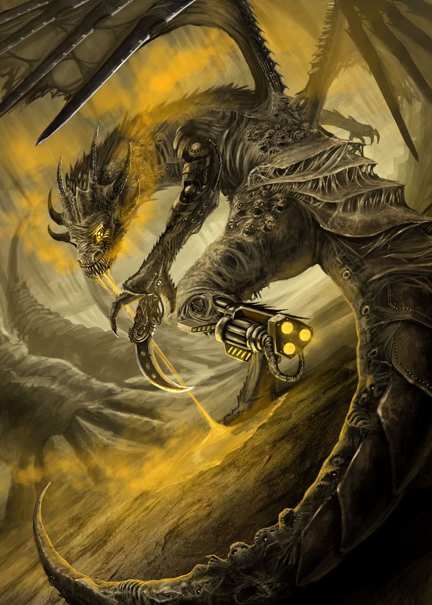 'Cyber Infested Dragon ' Poster by Elphie Coyle | Displate