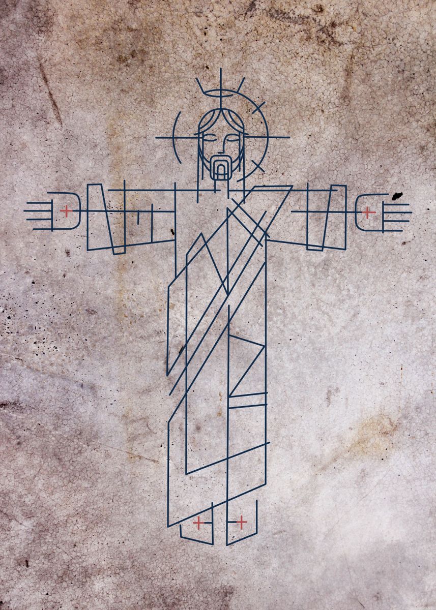 'Illustration or drawing of Jesus Christ in a minimalist ... ' Poster ...