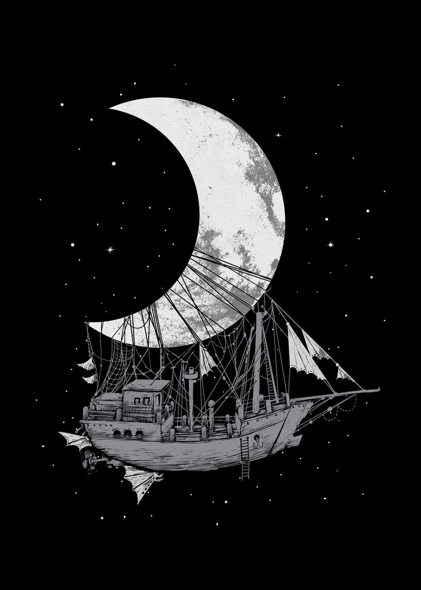 'Moon Ship' Poster, picture, metal print, paint by Digital Carbine ...