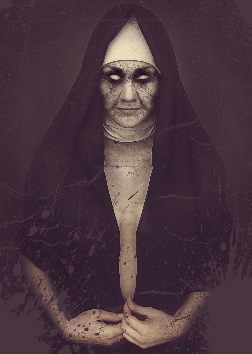 'Scary Nun Demon' Poster, picture, metal print, paint by DD ART | Displate