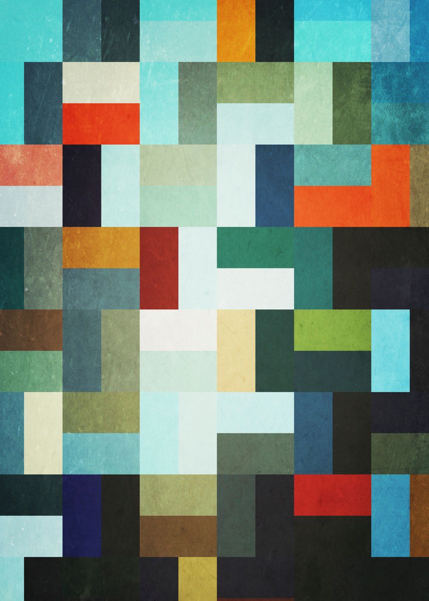 'Geometric abstraction featuring multicolored rectangles ... ' Poster ...
