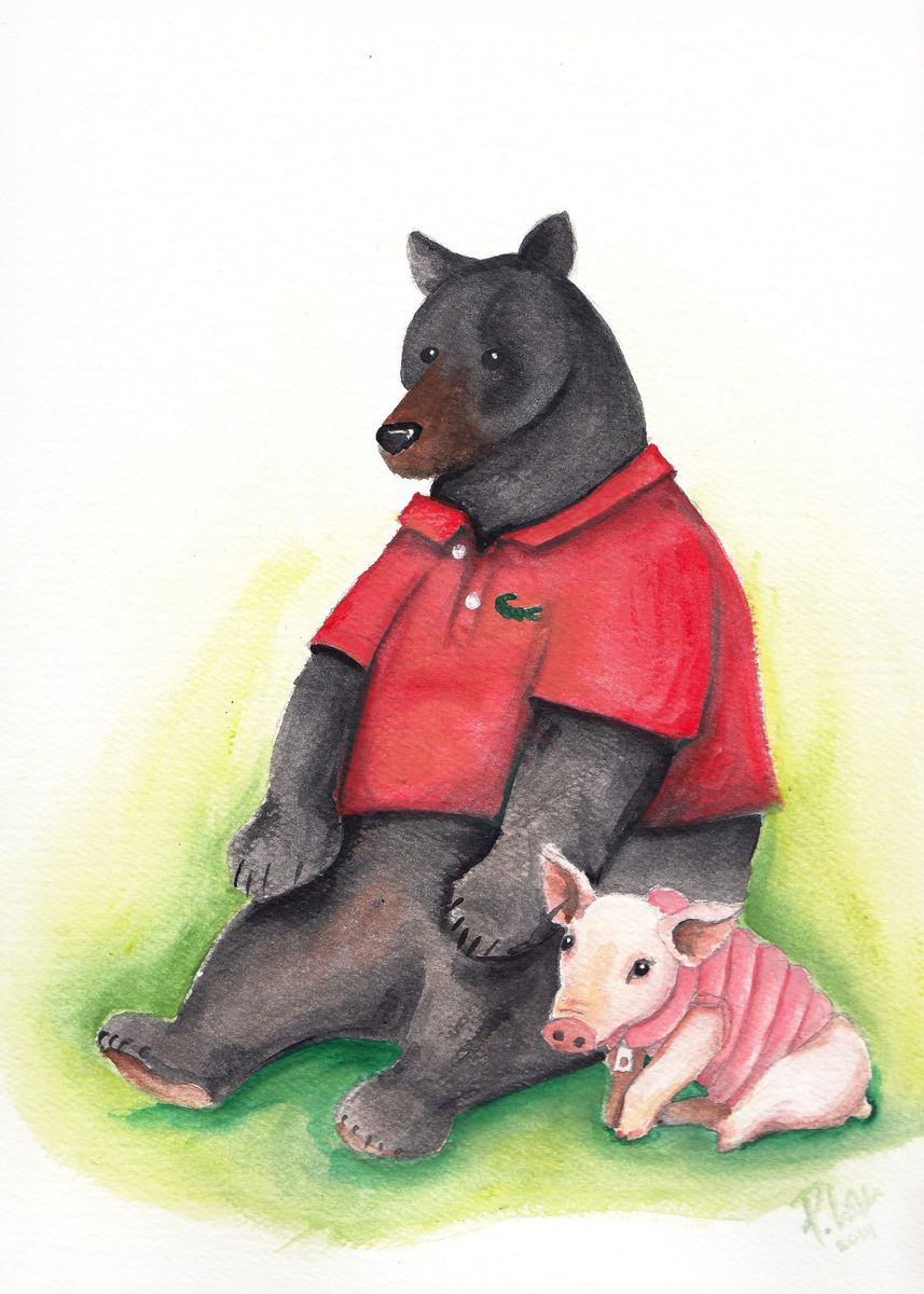 'Bear and his pal.' Poster, picture, metal print, paint by Patrick Lau ...