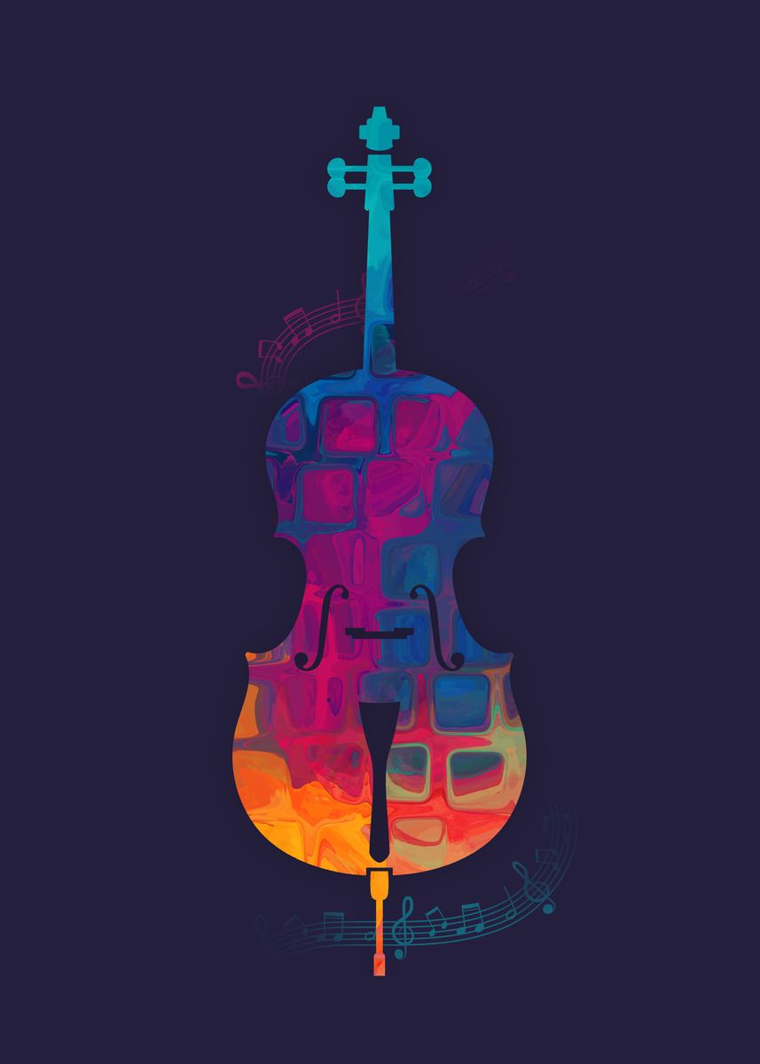 'Cello Color' Poster, picture, metal print, paint by Leandro Jorge ...