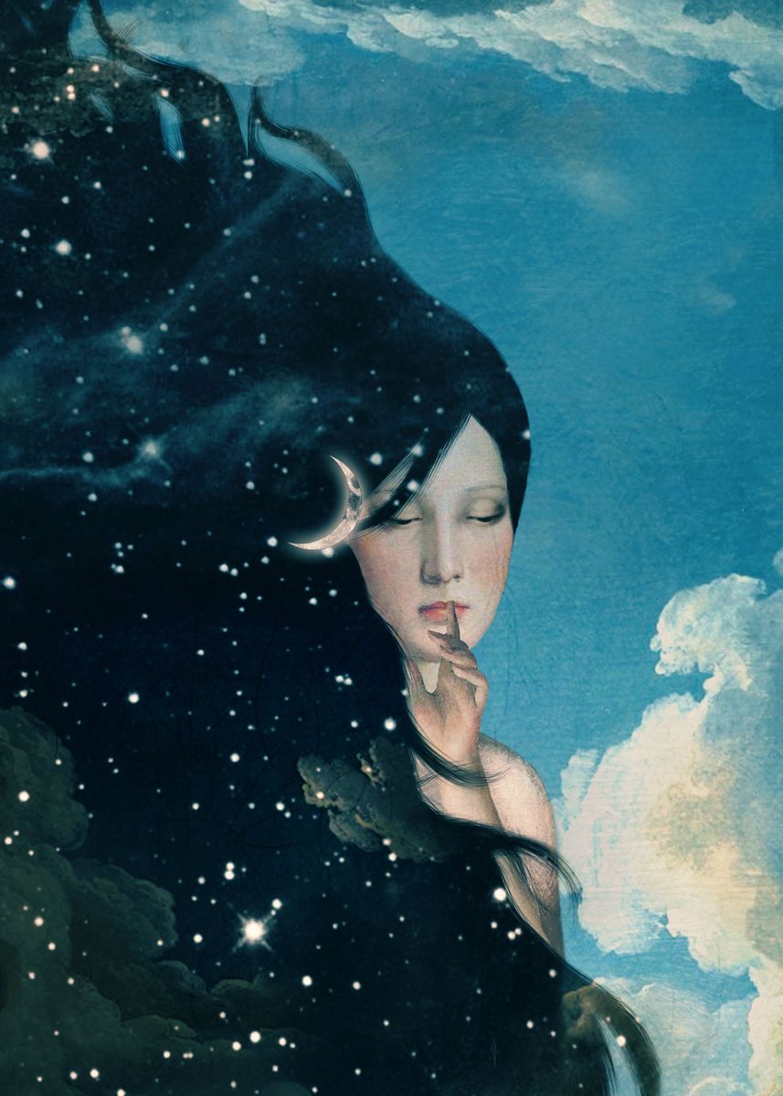 'Shhh...Lady Night Is Coming' Poster, picture, metal print, paint by ...