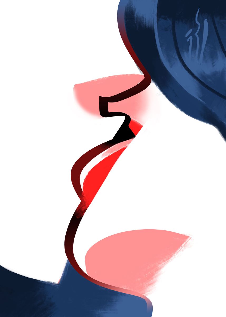 'kissing lessons ' Poster, picture, metal print, paint by James Weinreb ...