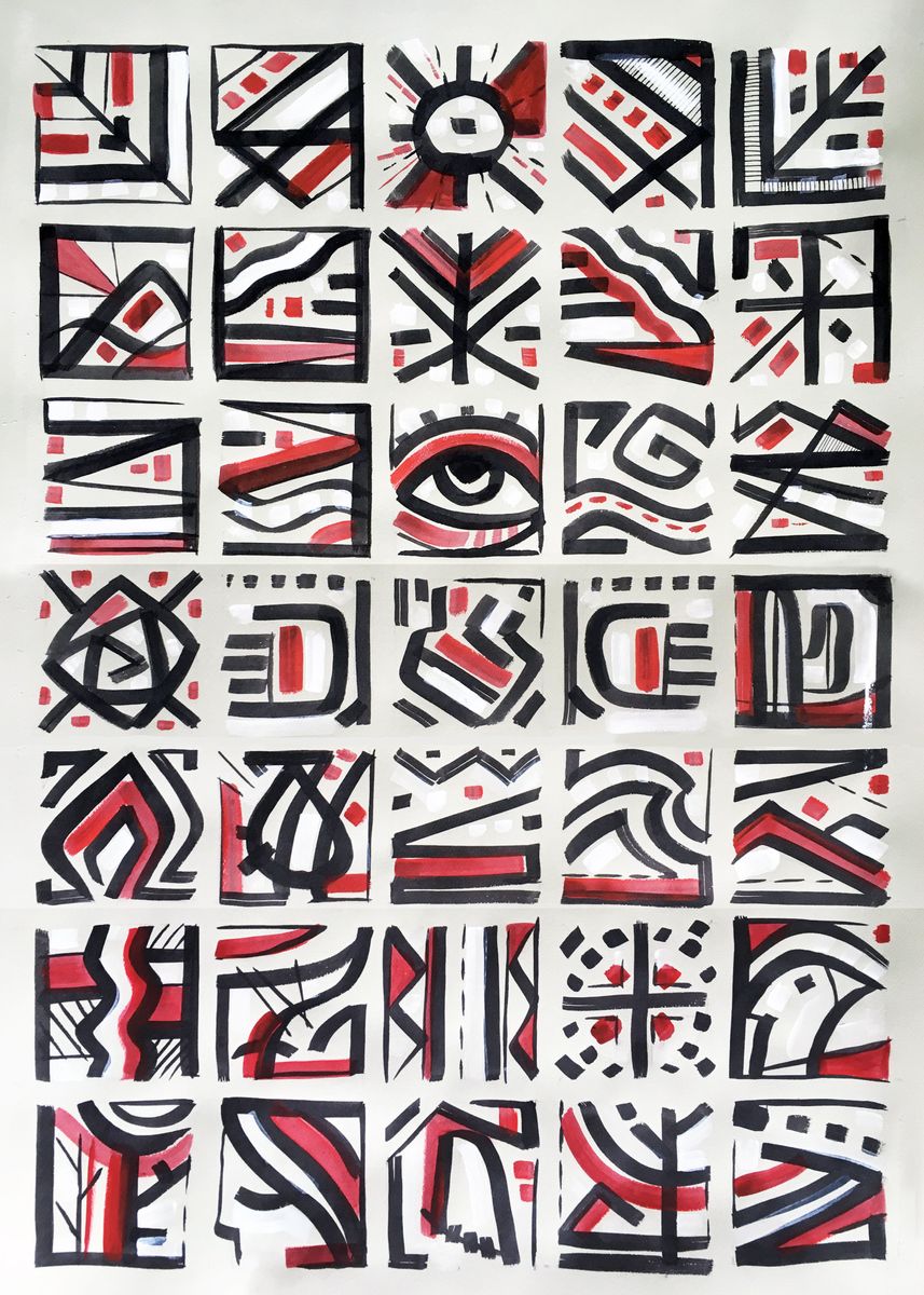 'Hand drawn illustration of different indigenous symbols ... ' Poster ...