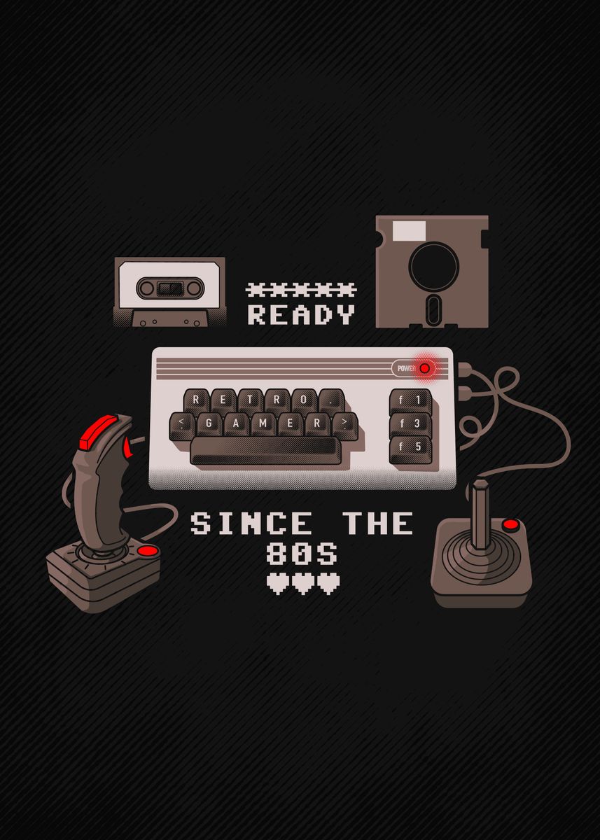 'Vintage Gamer' Poster, picture, metal print, paint by Q Artwork | Displate